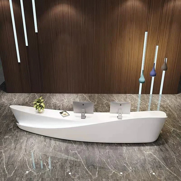 Large 5 Star Hotel Reception Desk Luxury Size White Modern Office ...