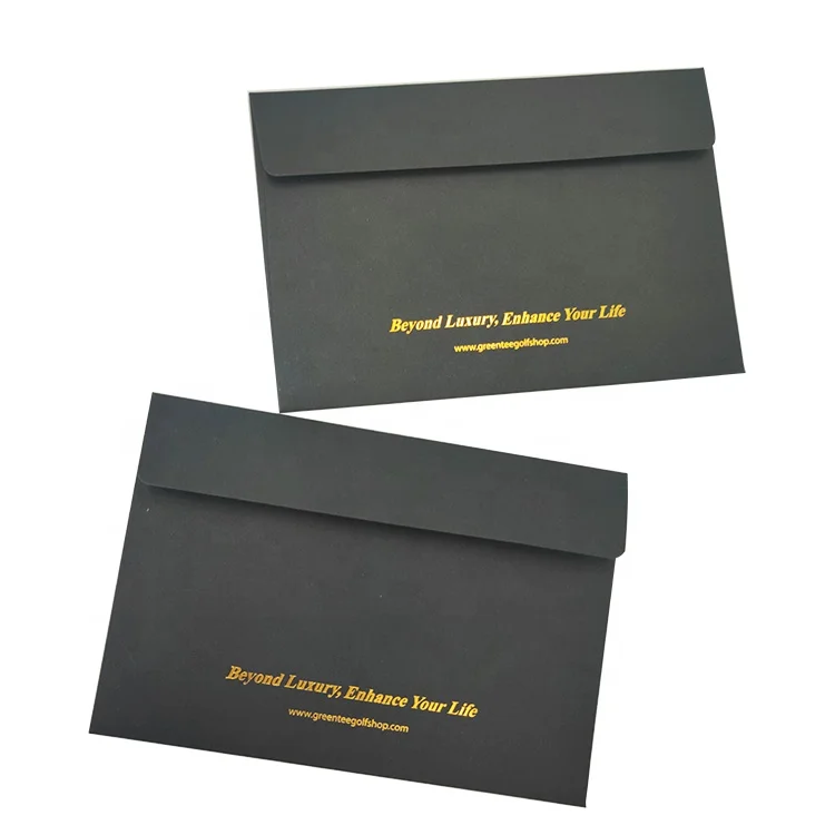 Custom Packaging Black Paper Envelope Luxury Gift Business Invitation ...