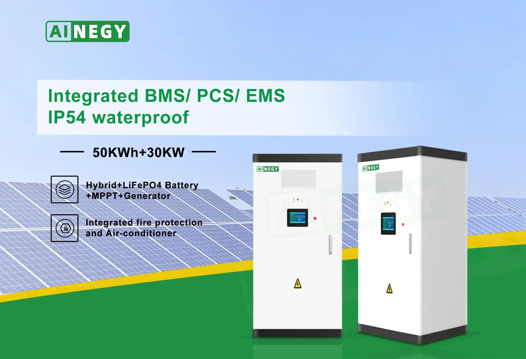 AINEGY All-in-One ESS Products 50kwh+30kw for Commercial Energy Storage