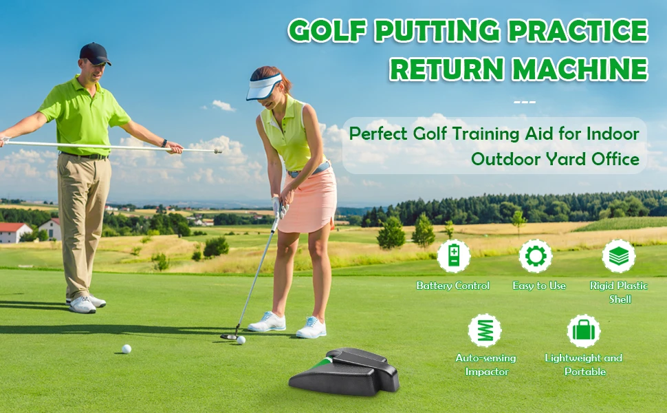 Portable Golf Putting Machine Easy Indoor/Outdoor Practice with AA ...