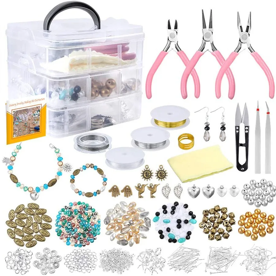 Jewelry Making Kit - Charm Bracelet Kit with Beads & Pliers