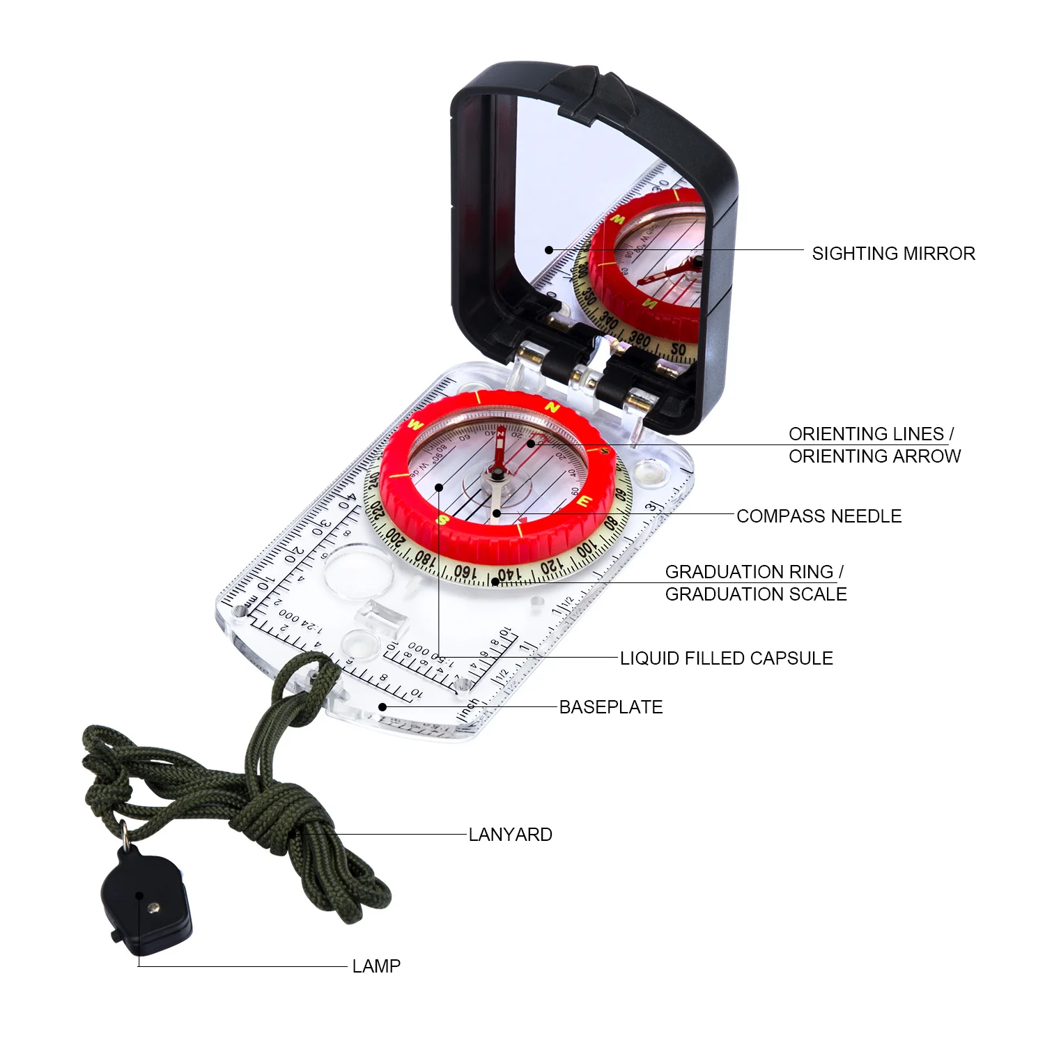 Orienteering Map Compass - Precision for Hiking & Camping