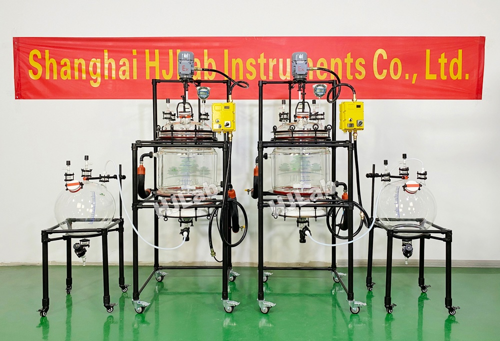 Stainless Steel Jacketed Reactor with Glass Lid and Condenser and ...