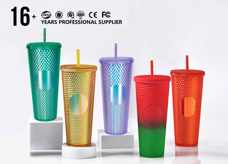 Wholesale Double Wall Studded Plastic Cups 24oz Customized