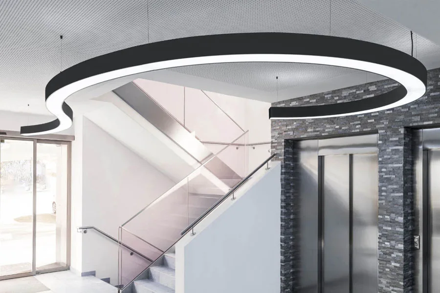 Indoor Curved Profile LED Linear Round Oval Ceiling Light with Direct ...