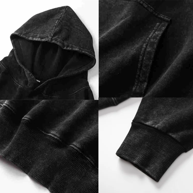 Wholesale Stone Washed Drop Shoulder Hoodie 3d Print Acid Wash Hoodie ...
