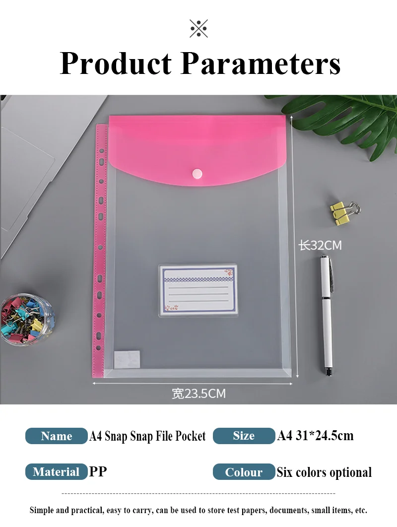 A4 Folder Storage Clip - Durable & Waterproof Document Bag