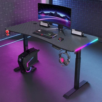 Office Smart Electric Height Adjustable Rgb Study Lifting Table ...