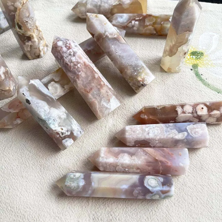 Wholesale Natural Quartz Crystal Wand Cherry Blossom Sakura Agate ...