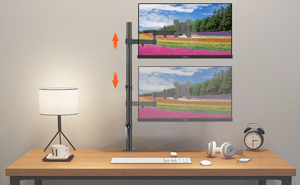 Suptek Single Fully Adjustable Standing Height Monitor Arm