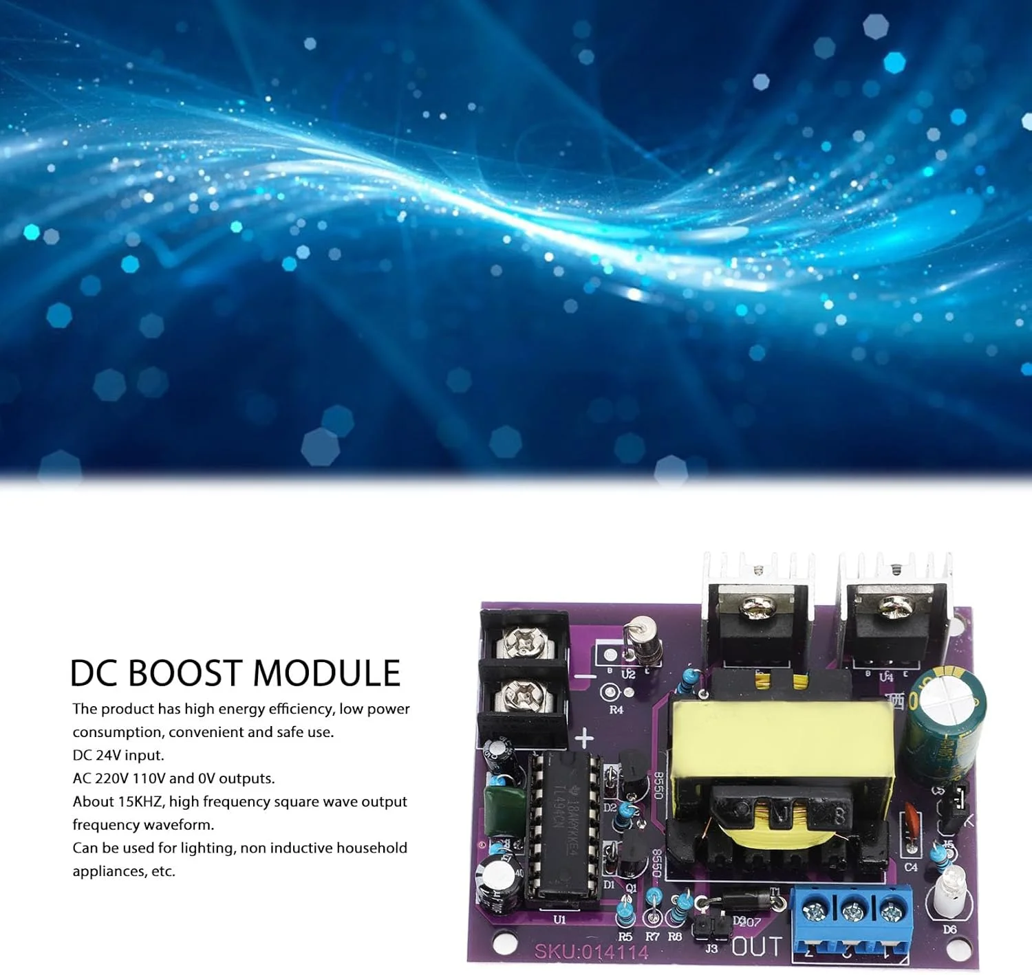 24V Input 0V-110V-220V Output 100W Stable Power DC AC Booster Converter ...