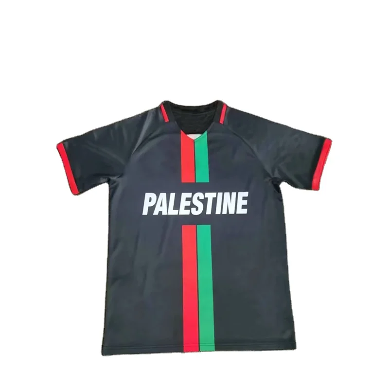 Custom 2023 2024 Palestine Home Black Soccer Jersey Palestinian Soccer ...