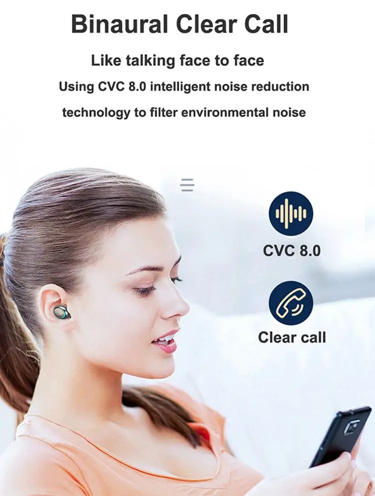 F9-5C TWS Wireless Earbuds - 9D Hifi Stereo, Waterproof