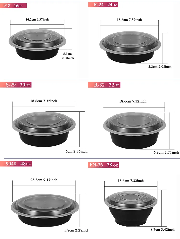 50 oz Disposable Microwaveable Safe Plastic Laminated Round Non-Leakage ...