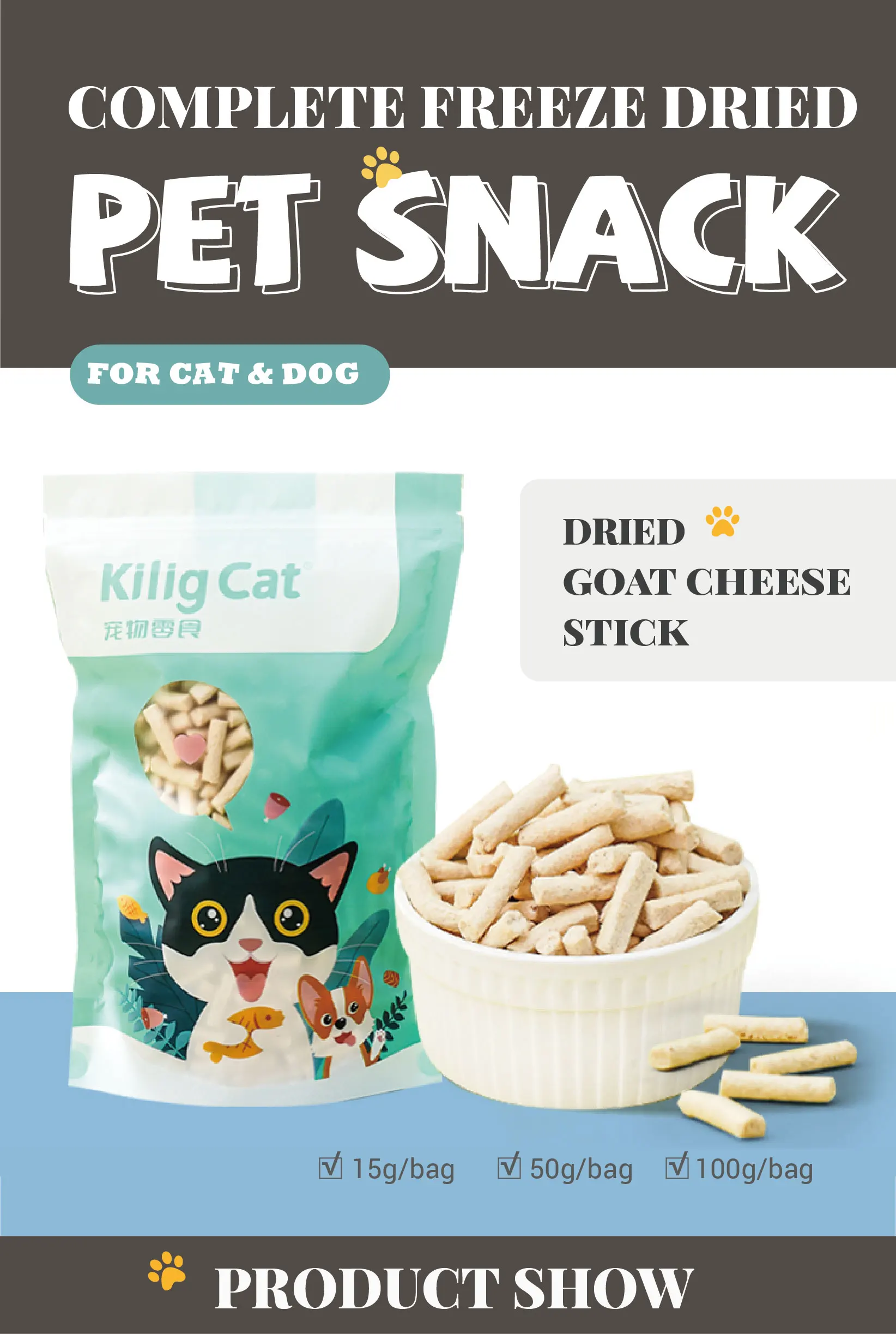Pet Treats Packaging Bag Cat Treats Pouch Freeze Dried Goat Milk Sticks ...