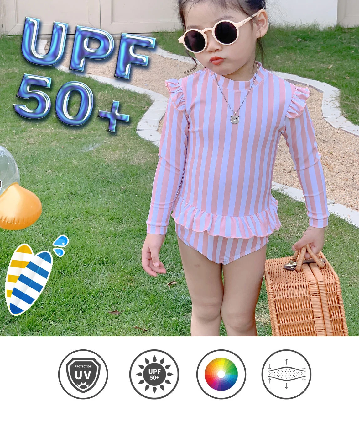 Girls Swimsuit Ruffle Monokini Beachwear Bathing Suit 12 Year Old Girl Bikini Upf50long Sleeve ...