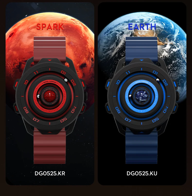 Futuristic Men's Analog Watch by Daniel Gorman - Bold Green Accents