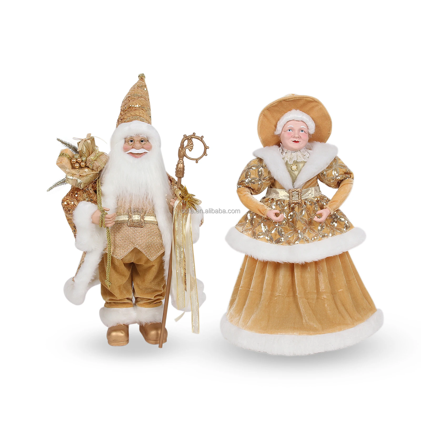 Sote 48 Inch Standing Santa Claus Doll Gold Sequin Christmas ...