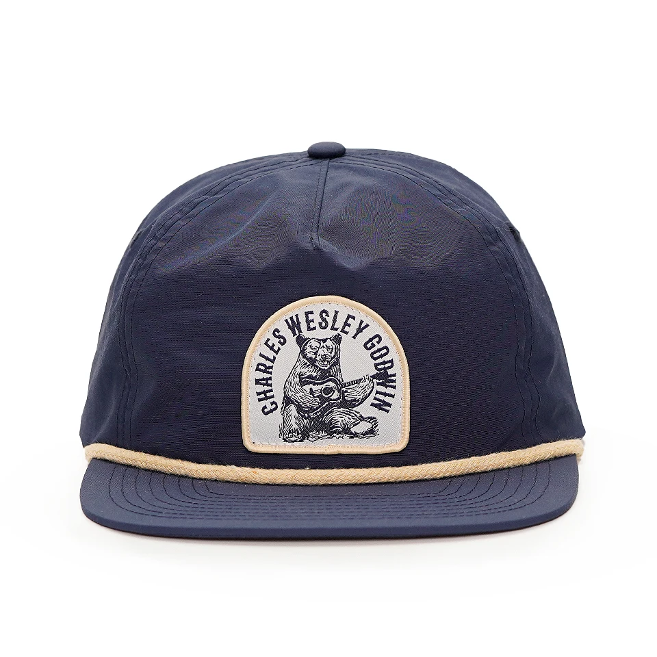 Custom 5 Panel Woven Patch Logo Unstructured Navy Blue Snapback Hats ...