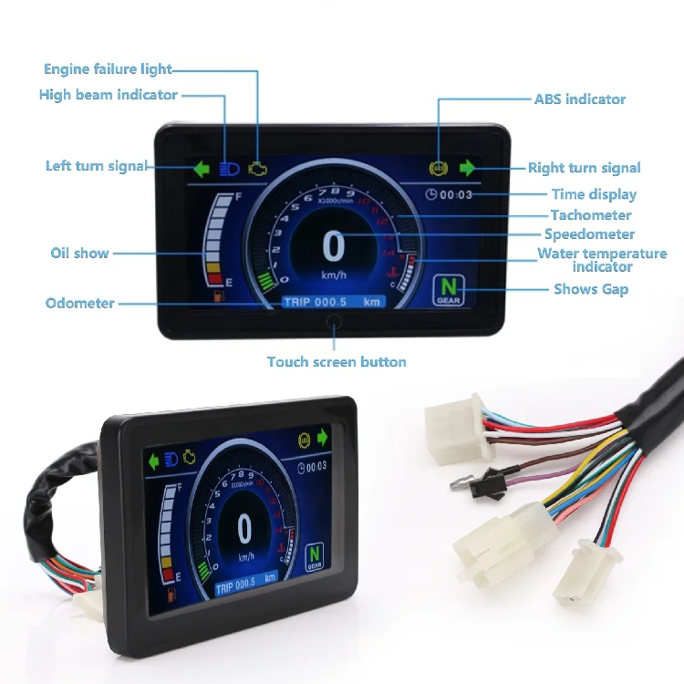 1 2 4 Cylinder Motorcycle Meter Gauge - Universal LCD Display