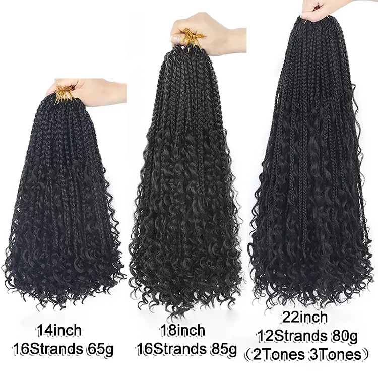 14 Inch Boho Box Crochet Hair Bohemian Goddess River Bob Box Braid ...