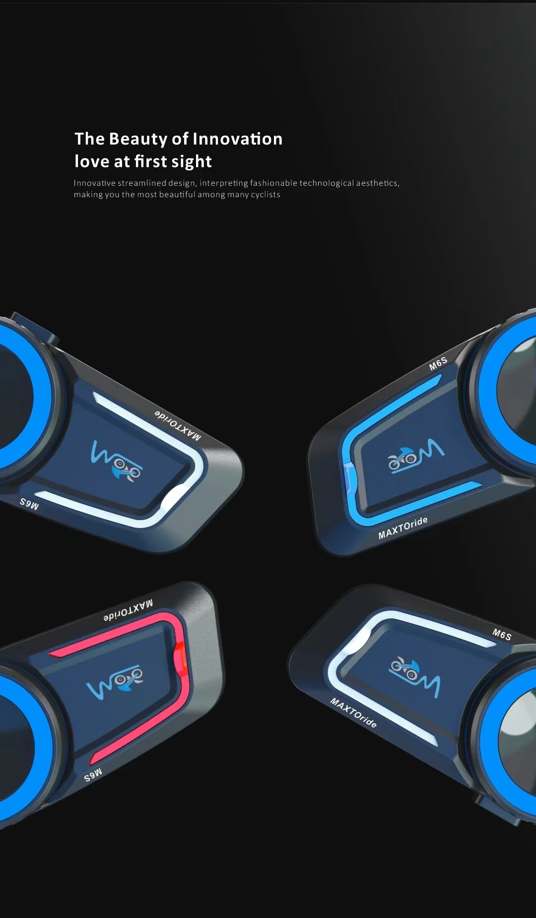 Mesh Intercom Headset 1000m Motorcycle Communication Systems 8 Riders Motorcycle Helmet ...