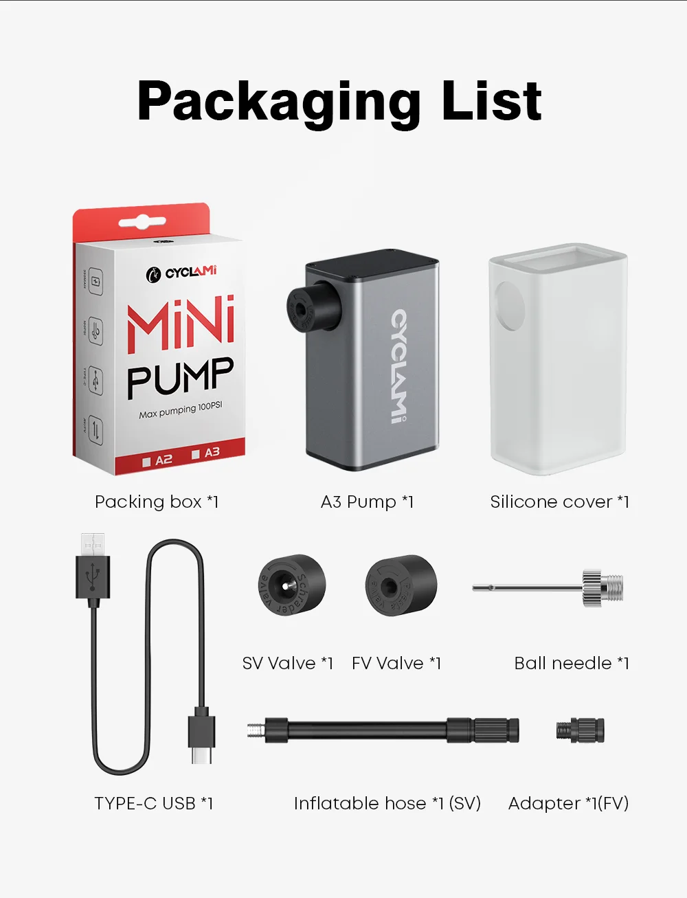 CYCLAMI Mini Bike Pump - Portable & Efficient Inflator