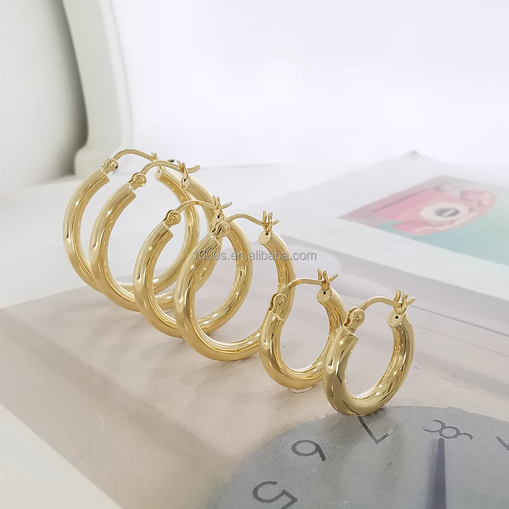 New Arrival Hoop Earring AU585 14K Real Gold Hoop Popular Hot Selling Earrings Fine Jewelry ...