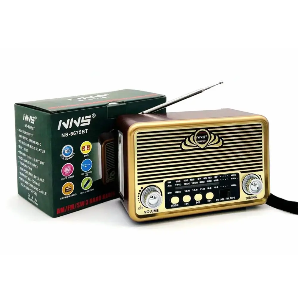 Ns-6675bt Old Style Portable Emergency Light Radio Mini Vintage Desktop ...