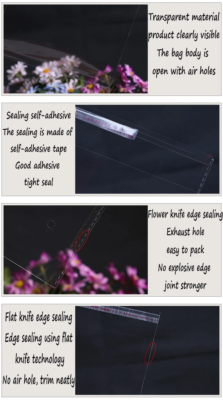 Customized Transparent Self-Sealing Adhesive Poly Bags PP Plastic Side ...