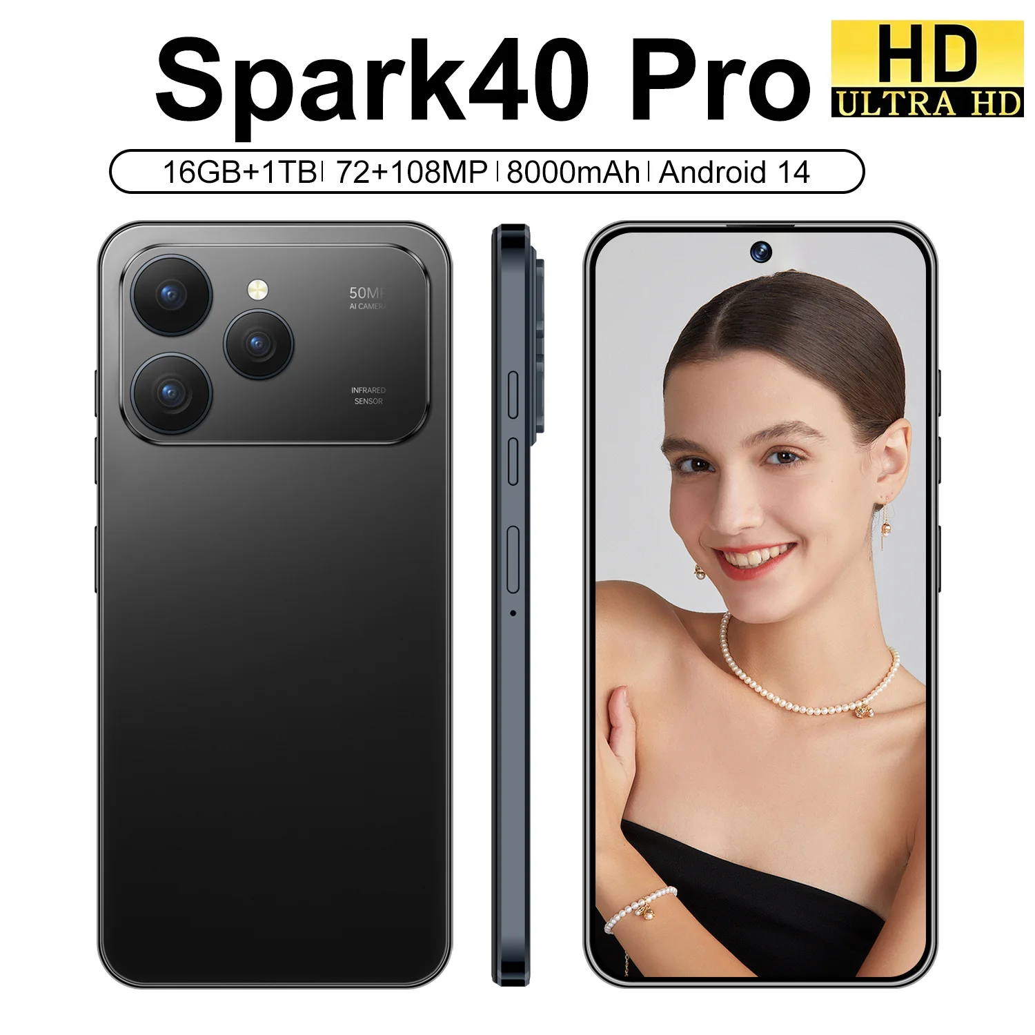 Ultra-Clear 108MP+72MP Dual-Camera Mobile Phone with , 16GB+1TB & 7 ...