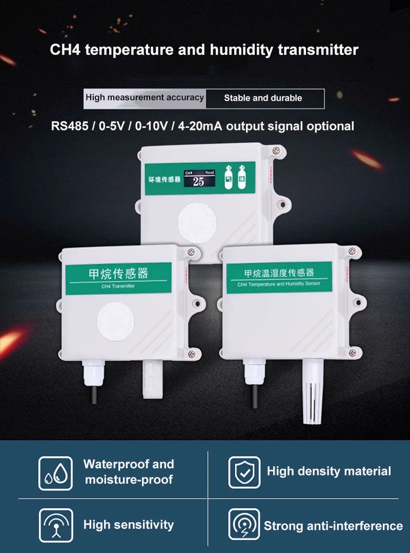 3-in -1 Temperature And Humidity Methane Sensor Ch4 Combustible Gas Methane Monitoring Detector ...