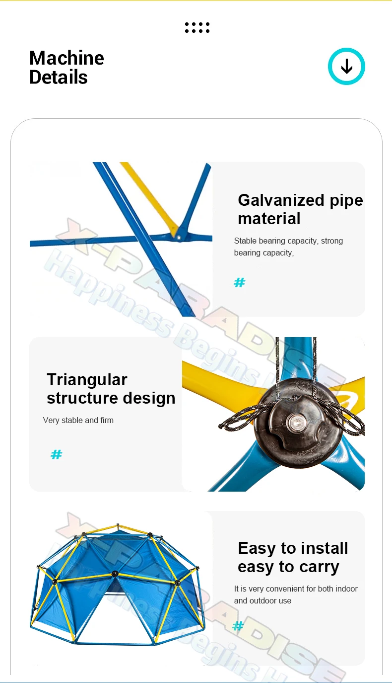 Geodesic Metal Dome Climber With Hammock Kids Outdoor Climbing Dome ...