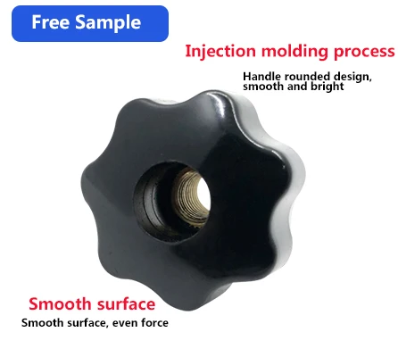 M4 M5 M6 M8 M10 Female Thread Star Handle Nut Knobs Black Plastic Screw-On Handle Clamping Knob ...