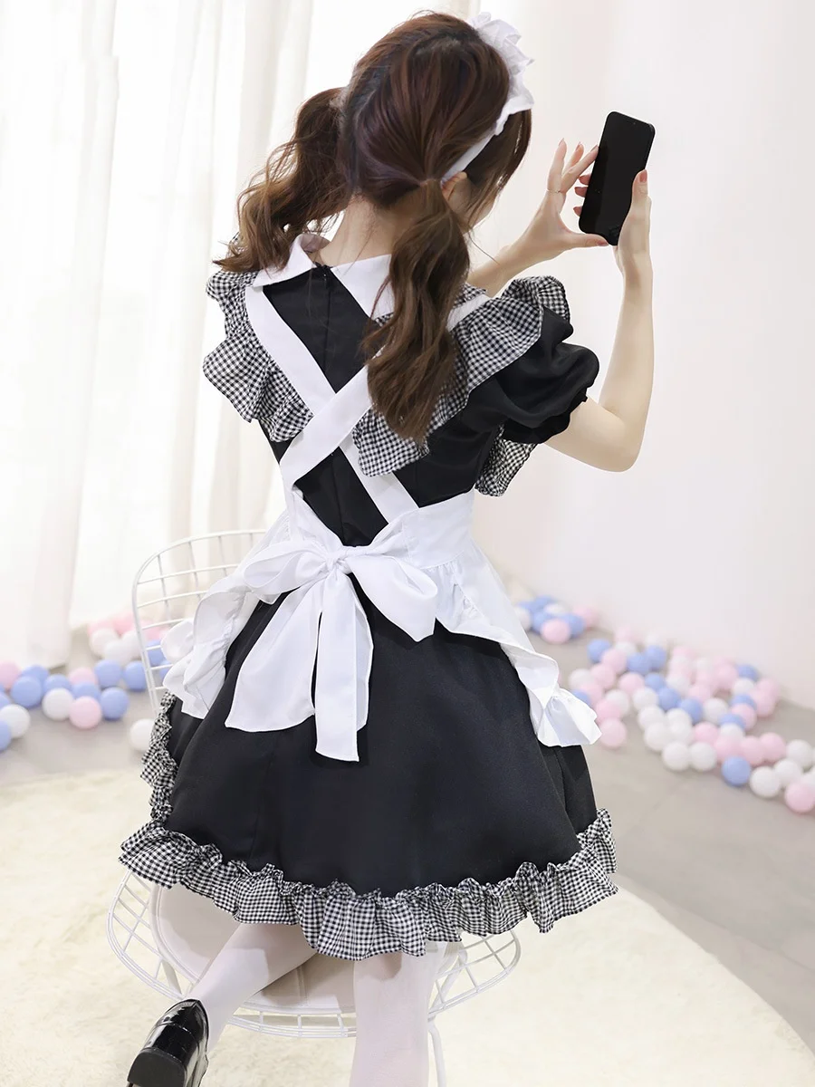 Maid Outfit Full Set Of Cosplay Uniform Cute Girl Type Black And White ...