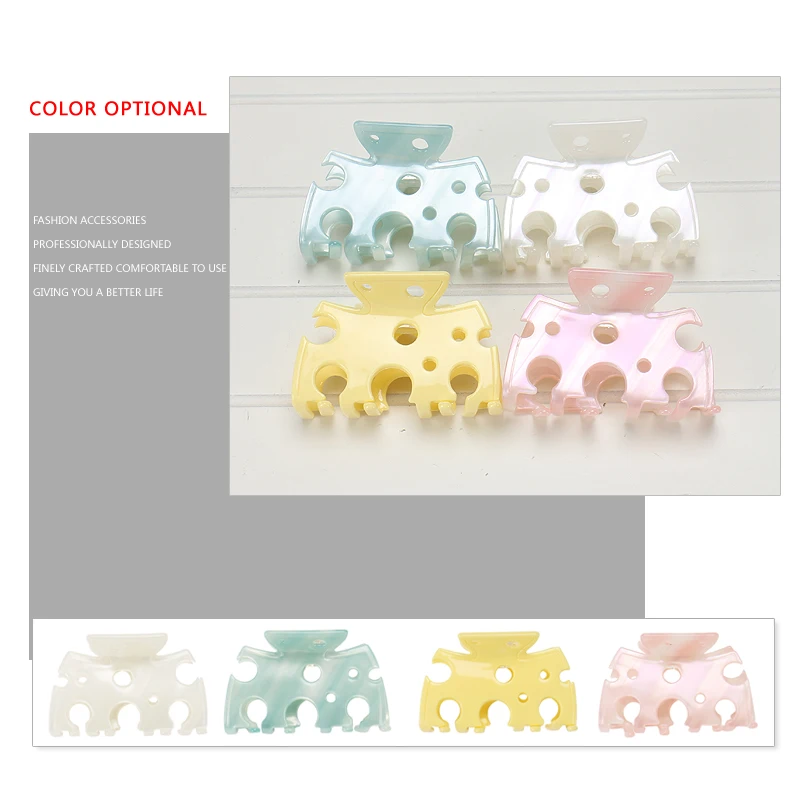 Buena Creative Cheese Shapes Hair Claw Cute Cream Color Acetate Hair ...