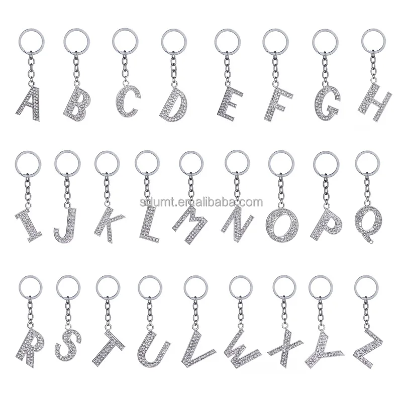 Hot Sales Custom Letter Number Logo Rhinestone Keychain Metal Key Chain ...