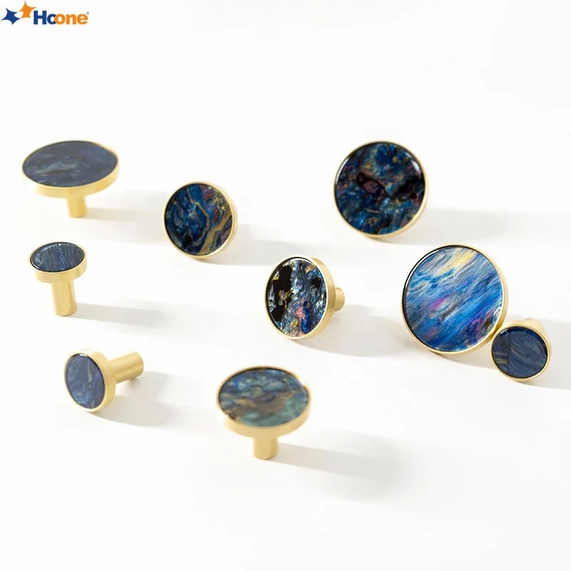 Brass Marble Stone Quartz Knob Cabinet Drawer Pull And Knobs Handles ...