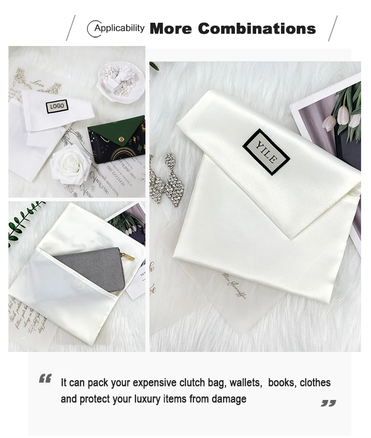 Wholesale Custom Envelope Flap Pouch Satin Dust Bag