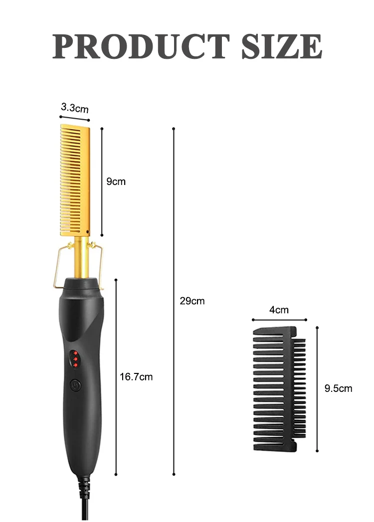 2 In 1 Portable Hot Comb Straightener Electric Hair Straightener Curler ...