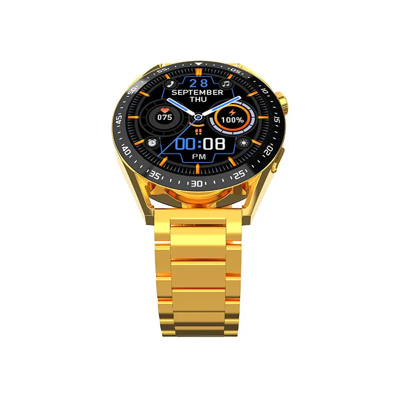 Js5 Pro New Golden Smartwatch Men Nfc Stainless Steel Strap 1.52" Hd ...