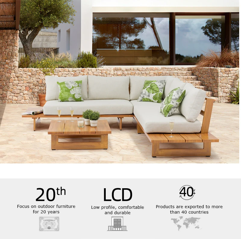 Eco-friendly Teak Outdoor Wooden Sofa Style Outside Patio Furniture Set ...