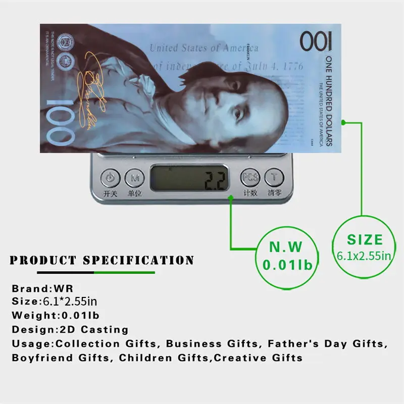 Custom US Faker Paper Banknotes - Gold Banknote Dollars