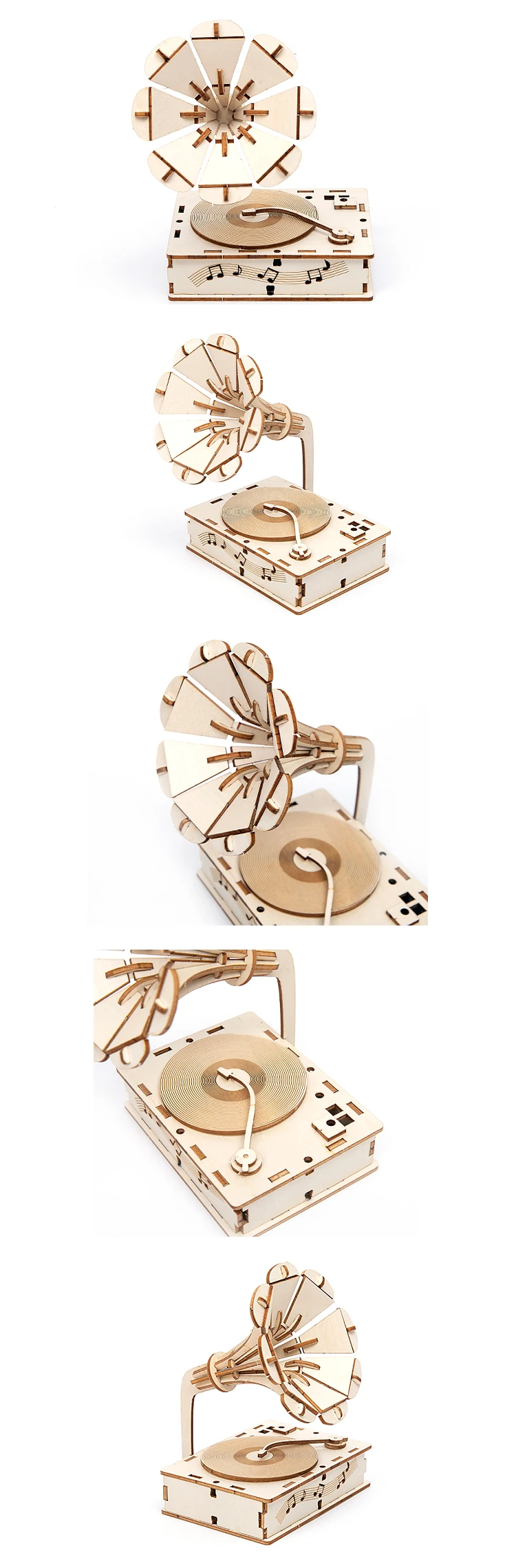 High Quality Wood Craft Music Phonograph Laser Engraving