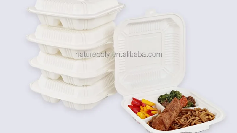 Eco Friendly Compostable Cpla Takeaway Microwavable Disposable 3 ...