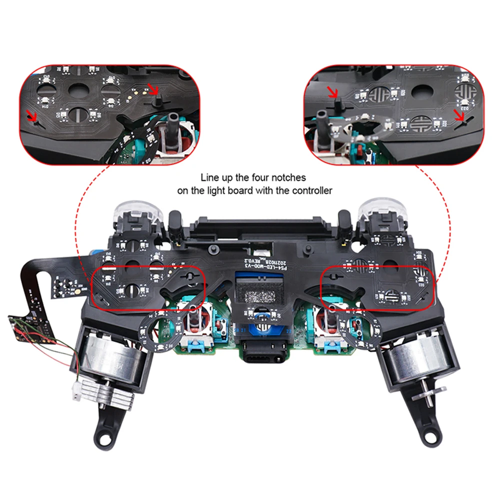 For Ps4 Wireless Controller Led Mod Kit Button Joystick Lights Flash ...