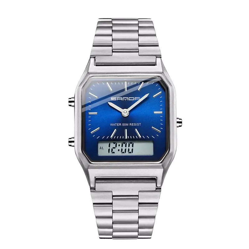 Retro Classic Business Digital Watch Men's Ladies Dual Display ...