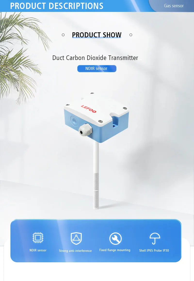 Lefoo Ducted Rs485 Co2 Sensor Detector Monitor Carbon Dioxide ...