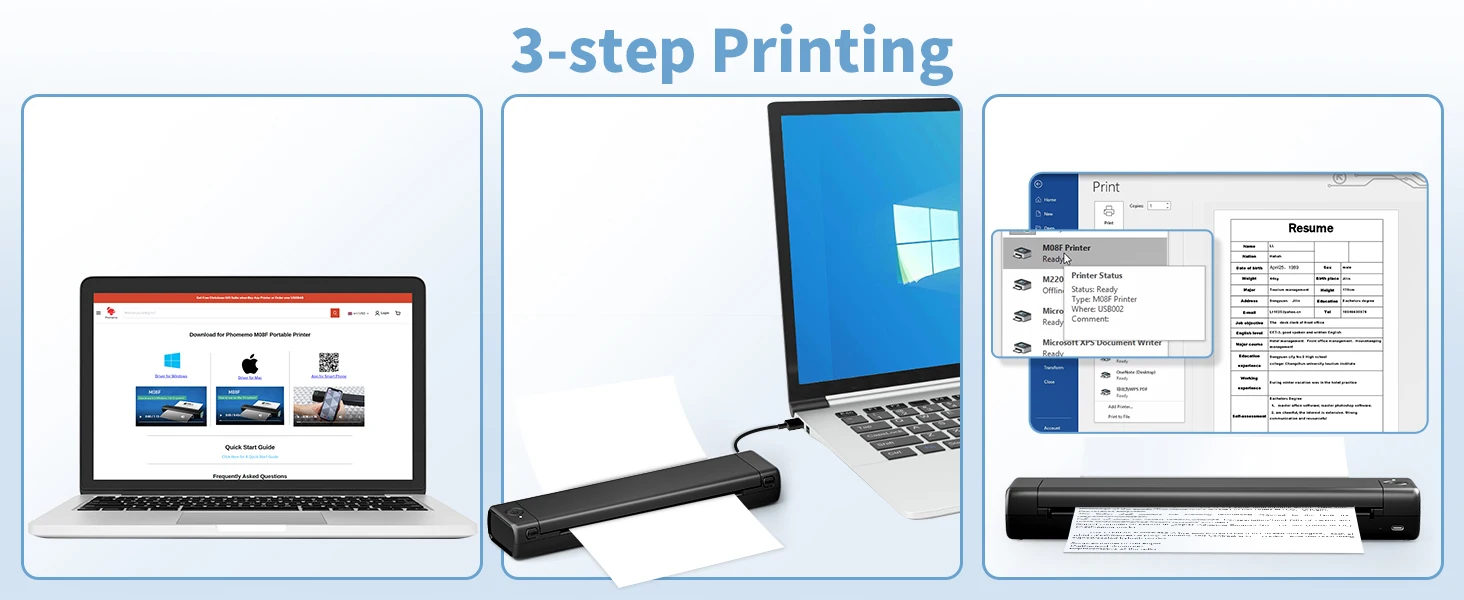 Mini Printer Phomemo M08f A4&letter Portable Stencil Printer Android ...