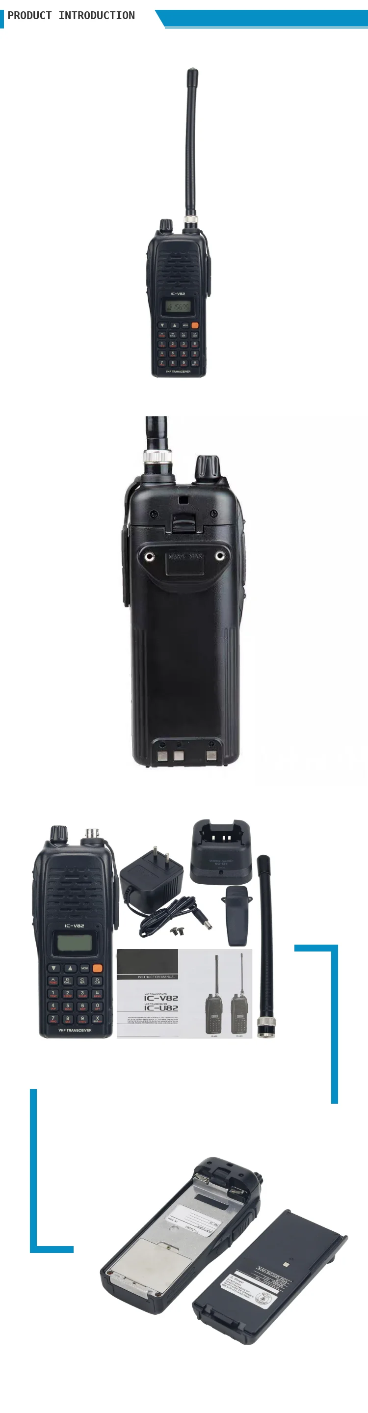 Ic-v82 7w 3-7km Vhf Transceiver Vhf Radio Portable Walkie Talkie Handheld Transceiver Ic-u82 Uhf ...